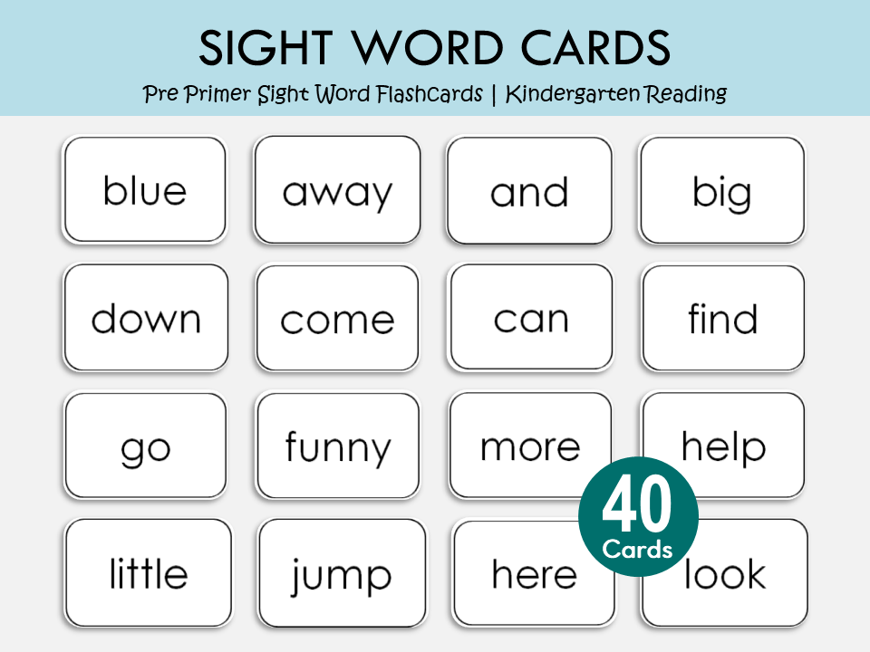 Printable Sight Word Flashcards for Kindergarten & 1st Grade | Dolch P ...