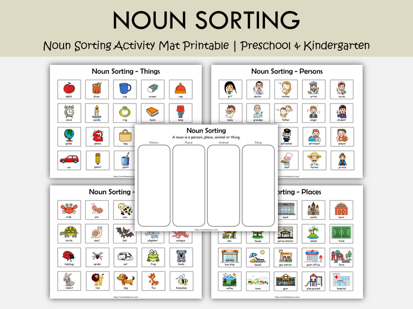 Noun Sorting Activity Mat Printable – Person, Place, Animal & Thing Gr ...