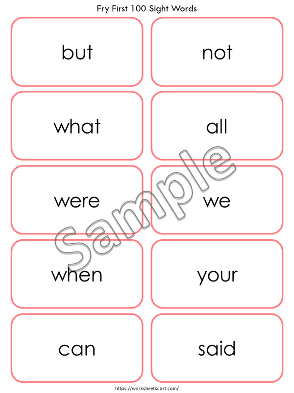 Fry First 100 Sight Words List and Flashcards Printable PDF | Early Re ...