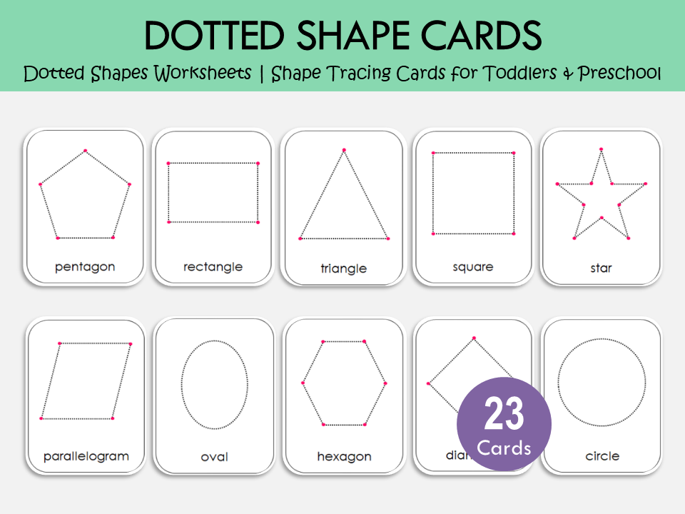 Dotted 2D Shape Tracing Cards Printable | Preschool & Toddler Learning ...