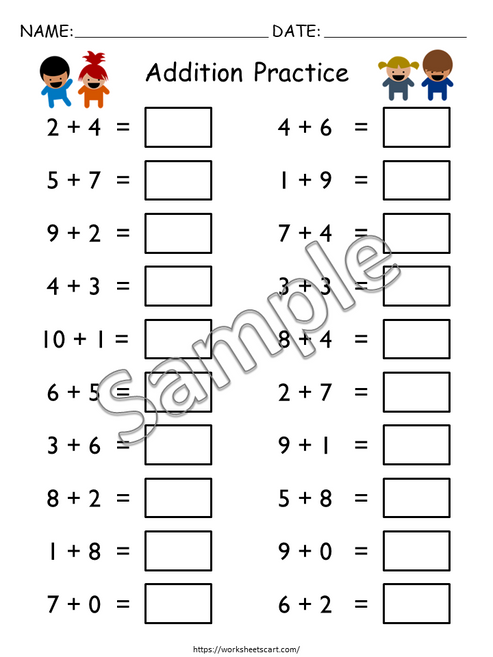 Addition and Subtraction Facts Worksheets Printable | Numbers up to 10 ...