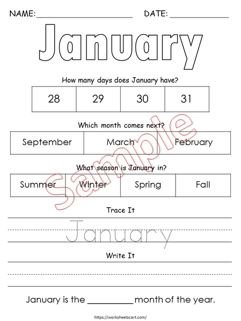 Months of the Year Worksheets Printable — Trace, Write, Seasons, Days ...