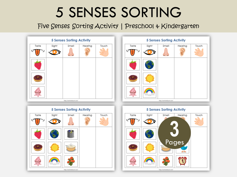 Five Senses Sorting Activity Printable | Preschool Science Center | Se ...