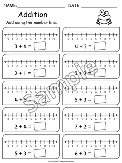 Number Line Addition Worksheets | Sums Up to 10 | Math Practice for Ki ...