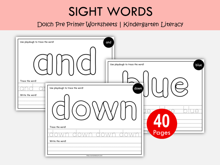Pre-Primer Sight Words Playdough Mats | Dolch Sight Word Activities ...