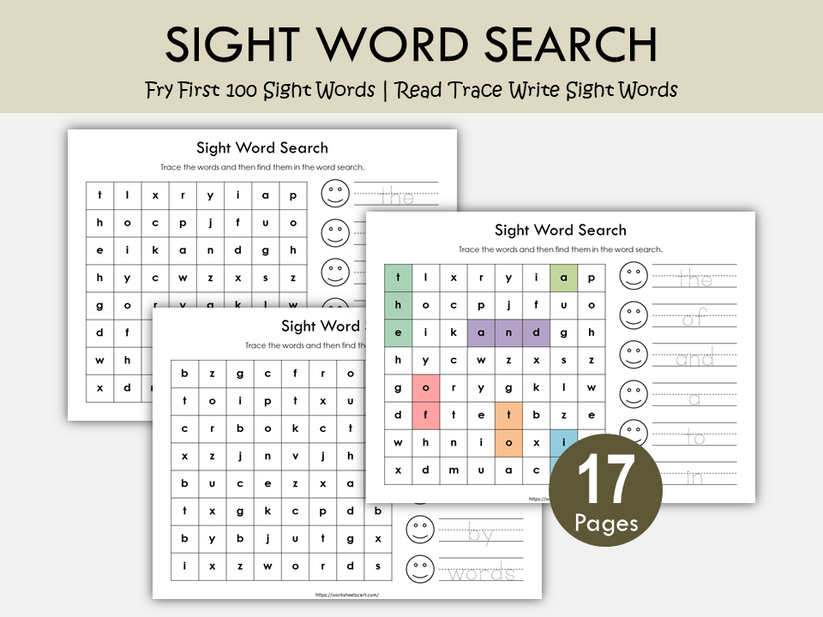 Sight Words Worksheets – Read, Trace, and Find | Fry First Hundred Pri ...