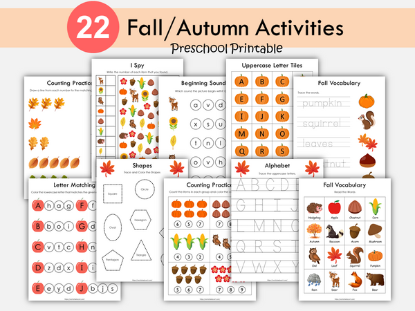 Autumn Activities, Autumn Activity Book, Preschool Worksheets Printabl ...