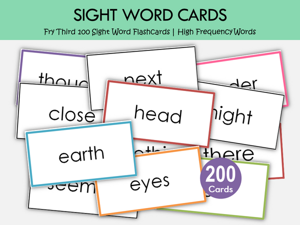 100 Printable Fry's Third Hundred Sight Word Flashcards, Grade 2, Grad ...