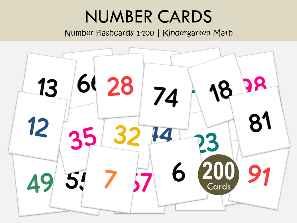 Number Flashcards 1-100 Printable | Color & Black Versions | Math Coun ...