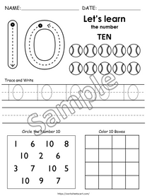 1-10 Number Tracing, Preschool Worksheet Printable, Handwriting Practi ...