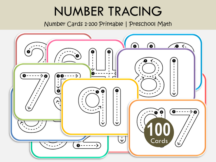 Number Tracing Cards, Number Tracing Flashcards, Preschool Worksheets ...