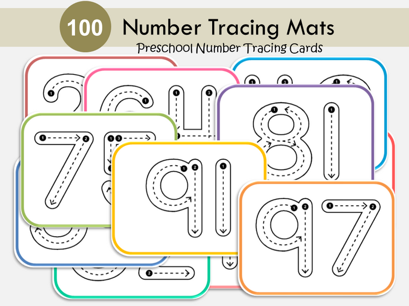 Number Tracing Cards, Number Tracing Flashcards, Preschool Worksheets ...