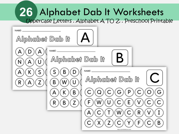Find and Dab Alphabet Worksheets – Letter Recognition Practice (A–Z ...