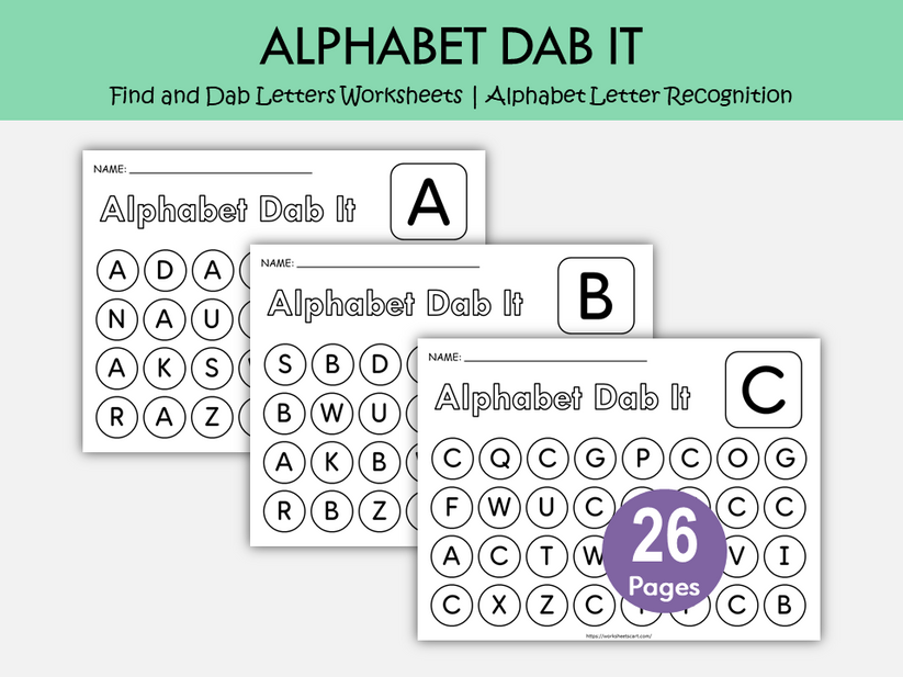 Find and Dab Alphabet Worksheets – Letter Recognition Practice (A–Z ...