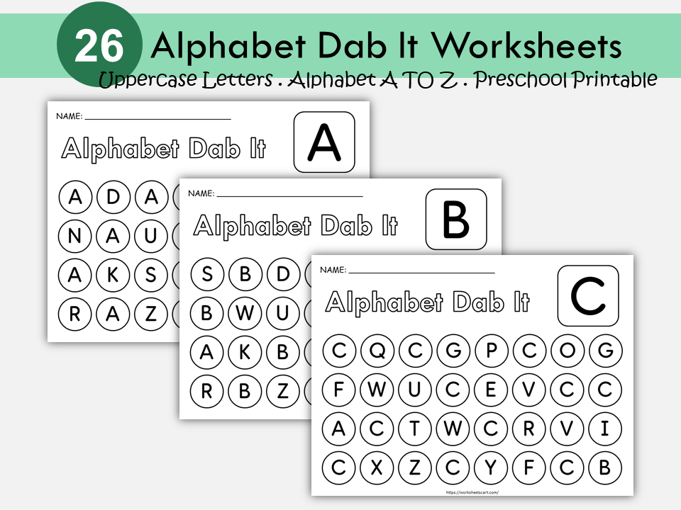 26 Printable Alphabet Uppercase Dab It Worksheets, Dot Marker Letter A ...