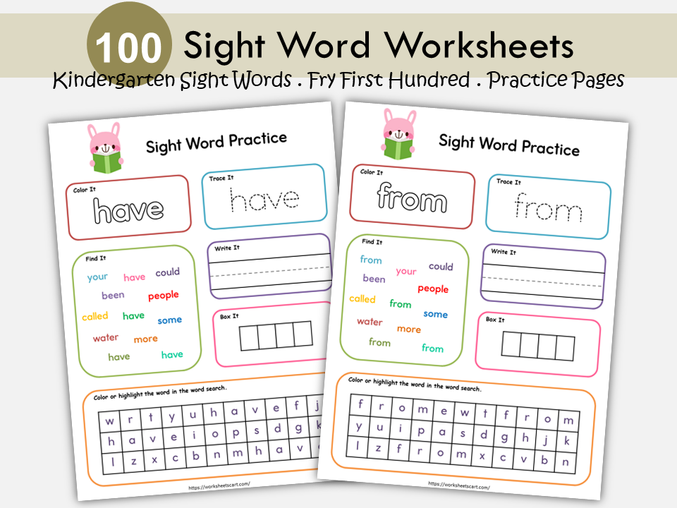 Fry First 100 Sight Words Worksheets | Fry Sight Word Practice Printab ...
