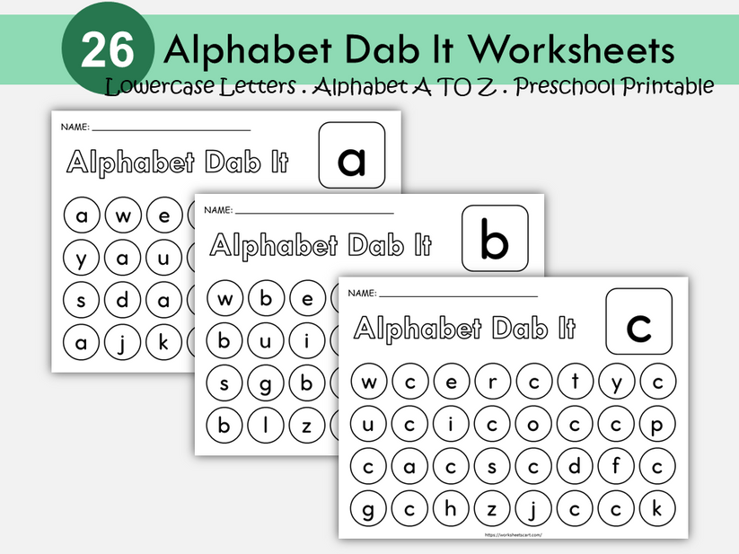 26 Alphabet Lowercase Dab It Worksheets, Dot Marker Letter Activity, P ...