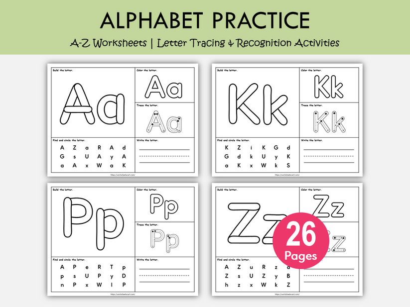 Alphabet Worksheets Printable | Build with Playdough, Trace, Color and ...
