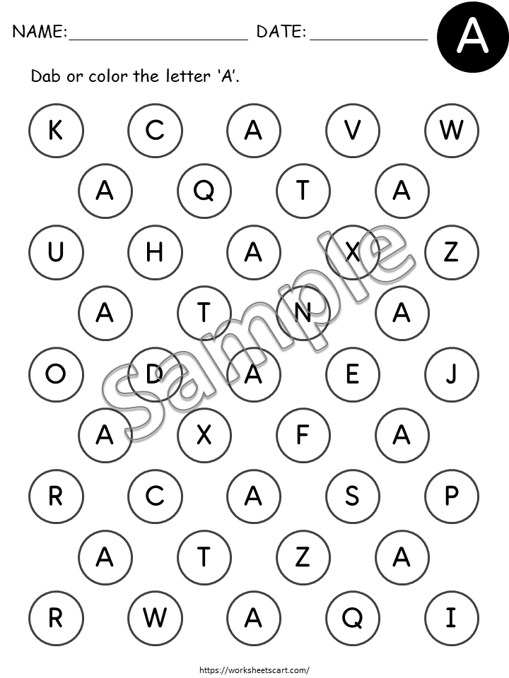 Alphabet Search & Dab It Worksheets | Preschool & Kindergarten Learnin ...