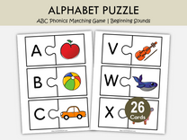 Alphabet Matching Puzzle Beginning Sounds Phonics ABC Letters Activity ...