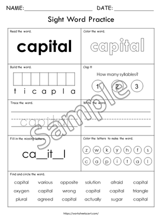 Fry Sight Words Worksheets 7th–10th 100 | Printable Literacy Practice ...